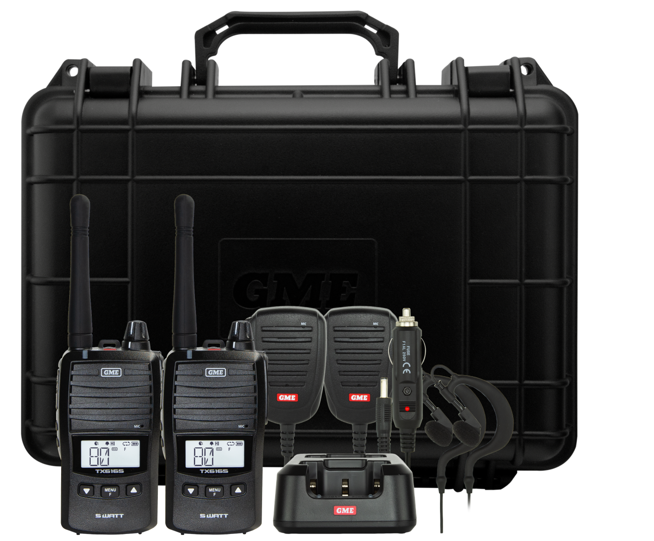 GME 5/1 Watt IP67 UHF CB Handheld Radio Twin Pack Including Accessorie ...